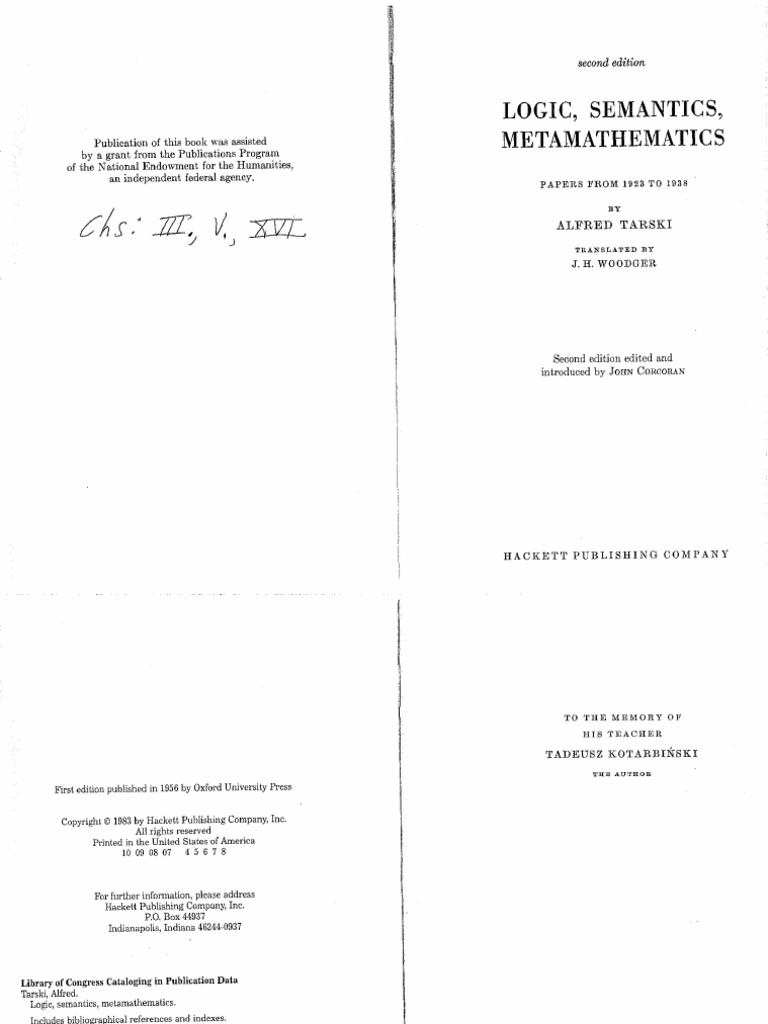 Logic, Semantics, and Metamathematics | PDF