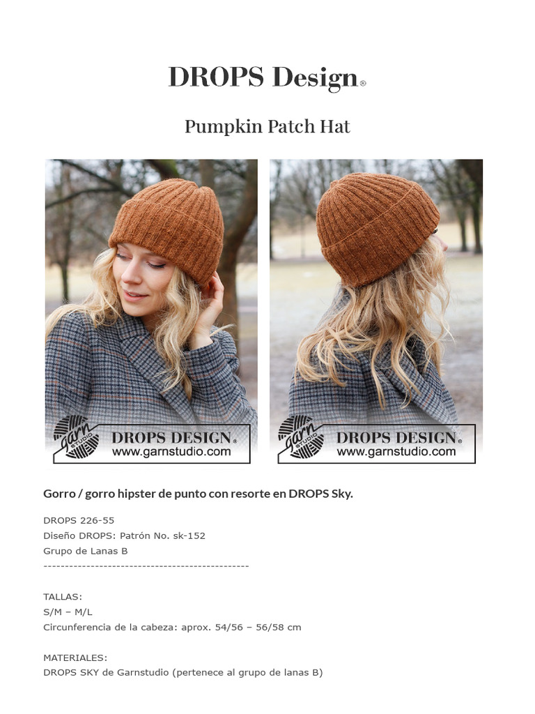 Pumpkin Patch Hat - Gorro _ gorro hipster de punto con resorte en DROPS Sky. - Free pattern by ...