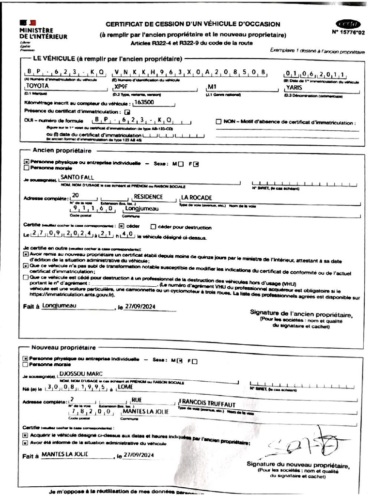 Certificat de Cession | PDF