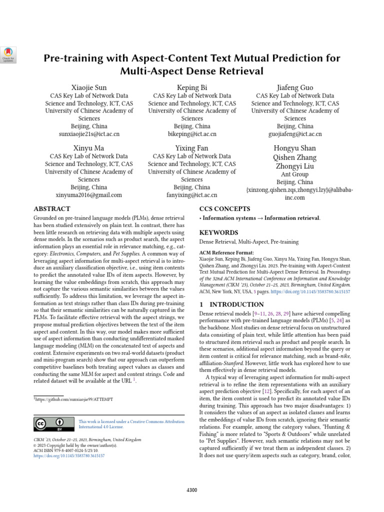 6 Pre Training With Aspect Content Text Mutual Prediction For Multi Aspect Dense Retrieval