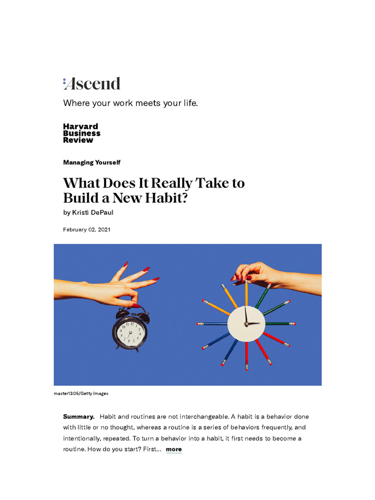 Class Source #5 — What Does It Really Take to Build a New Habit | PDF ...