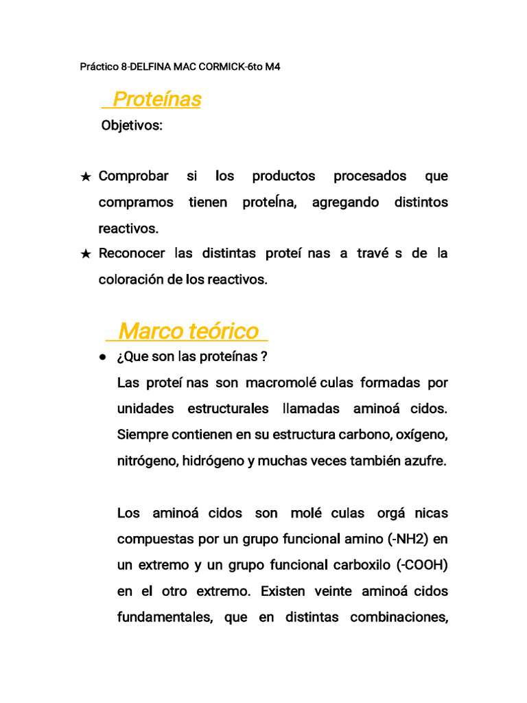 pract 8 química | PDF | Proteínas | Aminoácidos