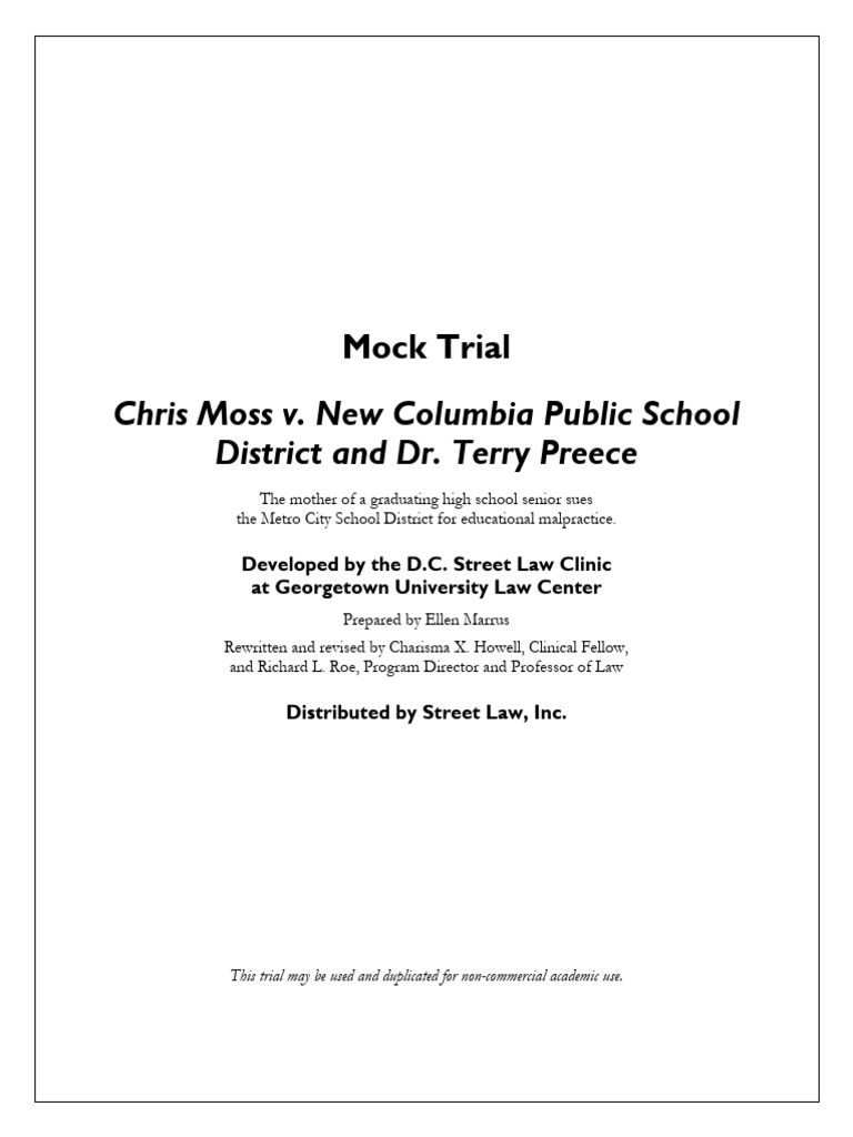 Chris Moss V New Columbia Public School Distric & Dr. Terry Preece ...