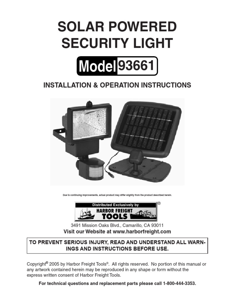 Solar Powered Security Light Instructions | PDF | Solar Panel | Screw