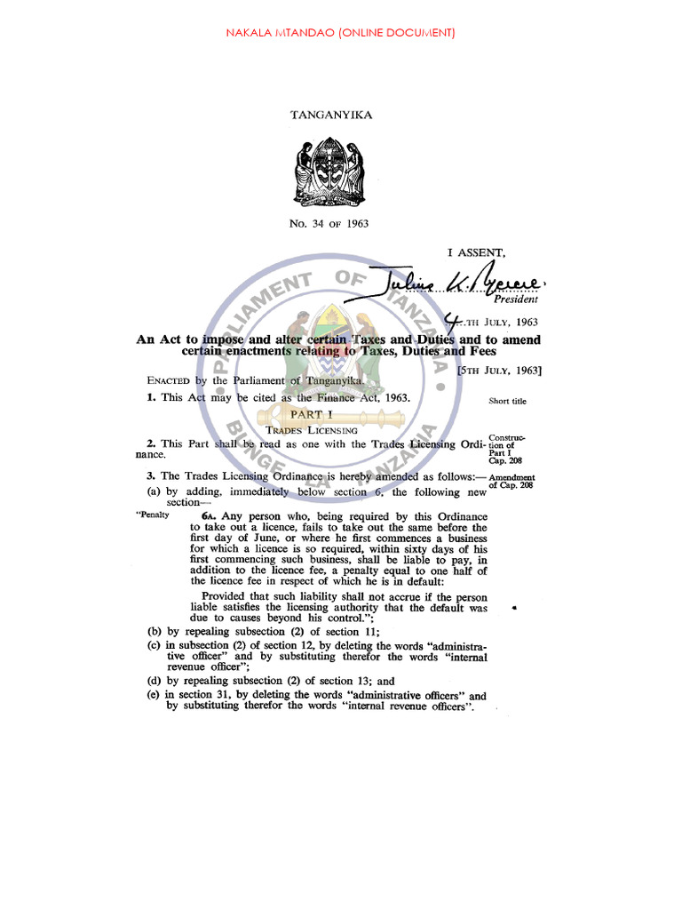 1565007043-The Finance Act, 34-1963 | PDF