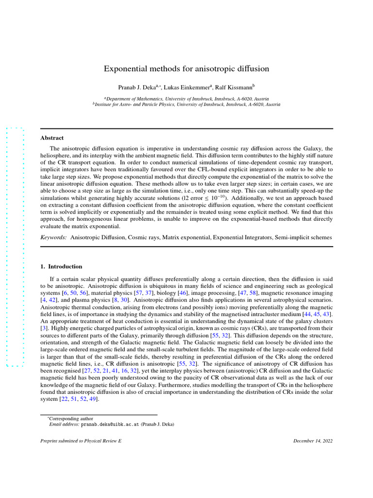 Deka Et Al. 2022 - Exponential Methods For Anisotropic Diffusion | PDF | Matrix (Mathematics ...