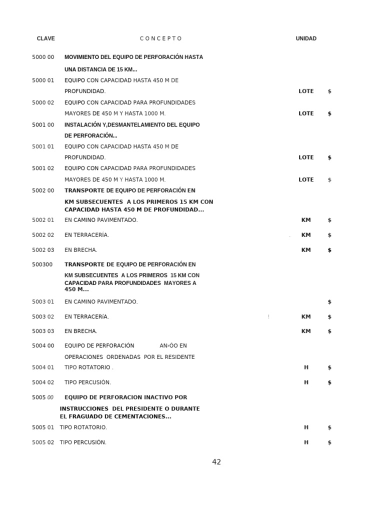 CATALOGO GENERAL DE PRECIOS CONAGUA | PDF