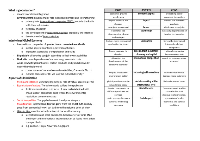 04 Globalization Handout | PDF | Globalization | Economic Inequality