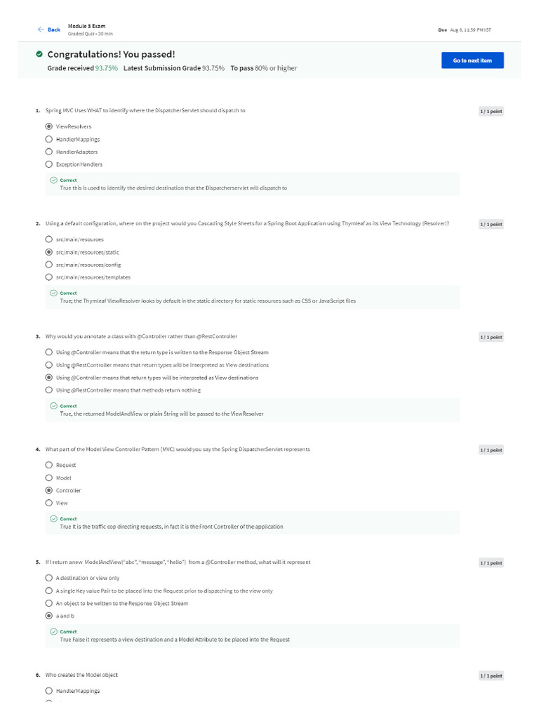 Spring MVC Rest Controller Exam TmOEu Module 3 | PDF