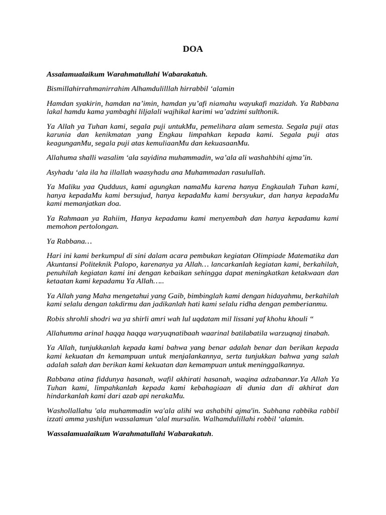 DOA PEMBUKAAN | PDF