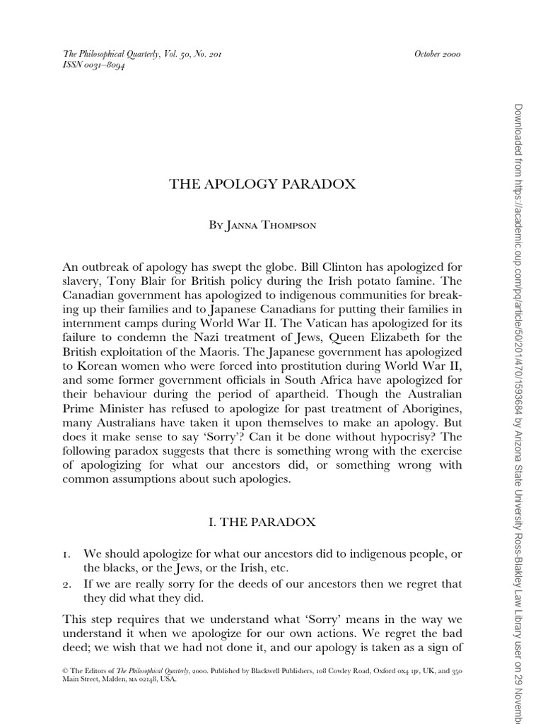 The Apology Paradox Explained | PDF | Utilitarianism
