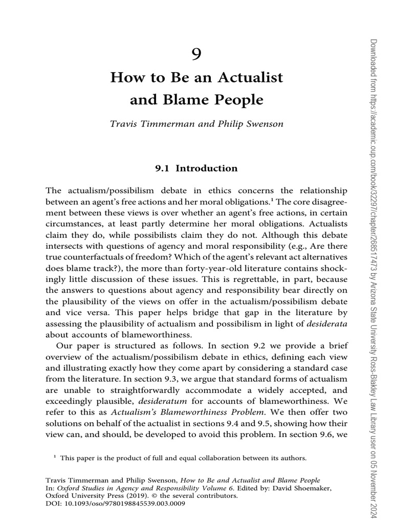 Actualism vs. Possibilism in Ethics | PDF | Western Philosophy ...