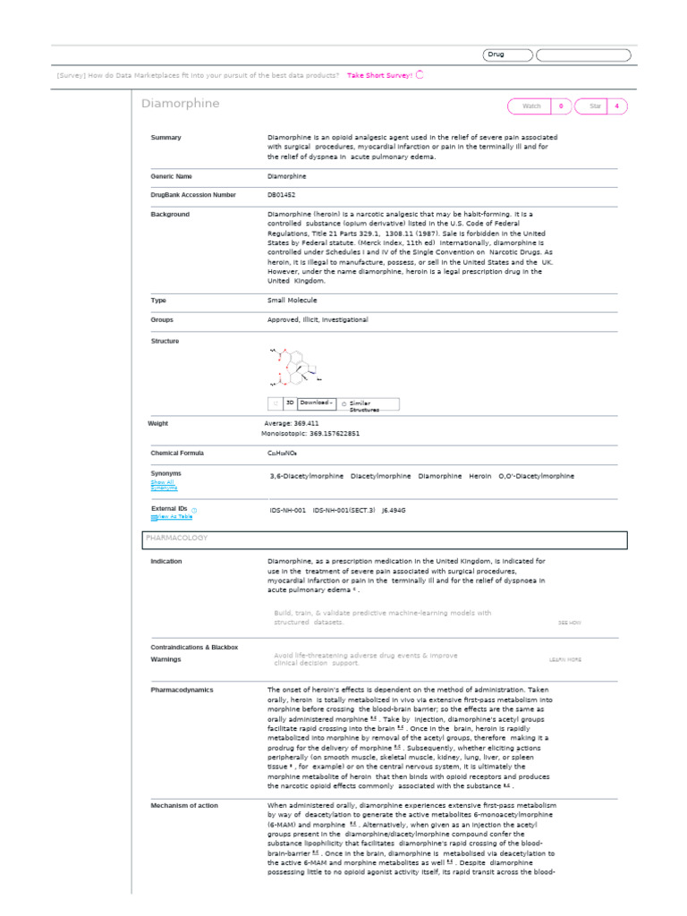Diamorphine - Uses, Interactions, Mechanism of Action - DrugBank ...
