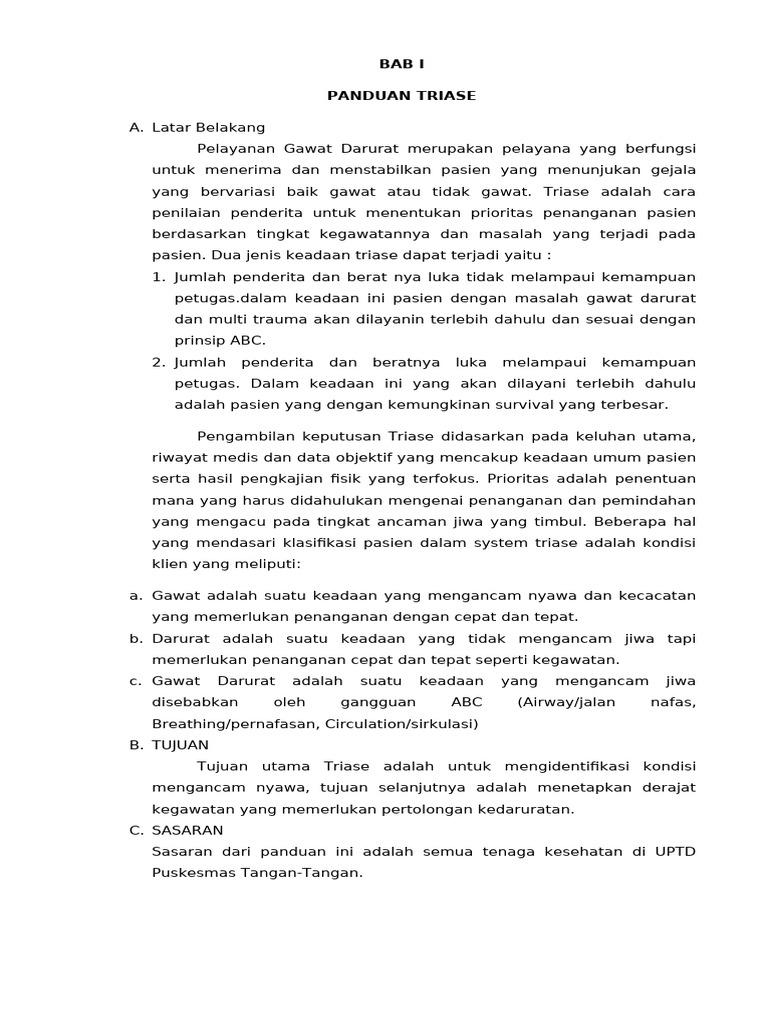 Panduan tatalaksana Triase | PDF