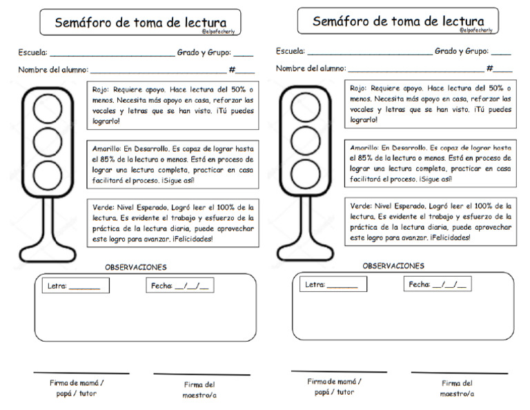 Semáforo de Lectura @elpofecharly | PDF