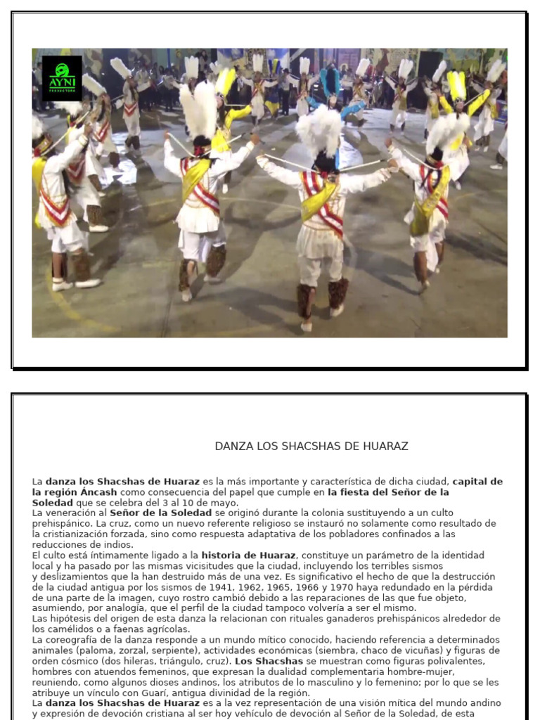 Danza Shacshas de Huaraz: Historia y Significado | PDF | Bailes | Era ...