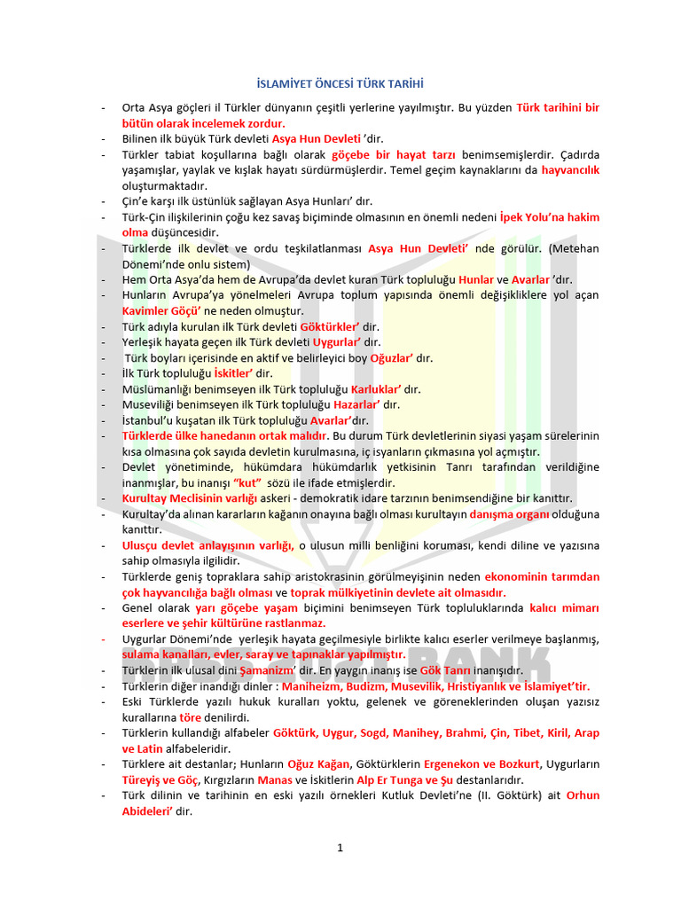 Tarih Hap Notlar | PDF