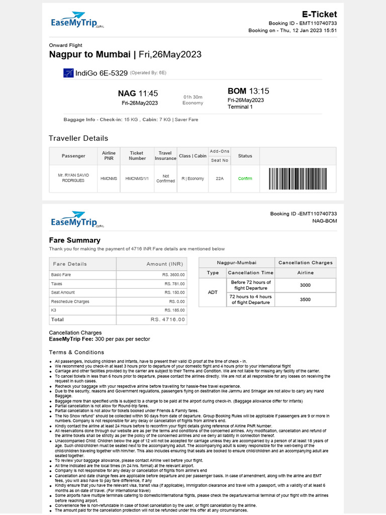 4716.00 NAG-MUM 26 MAY | PDF | Airport | Airlines
