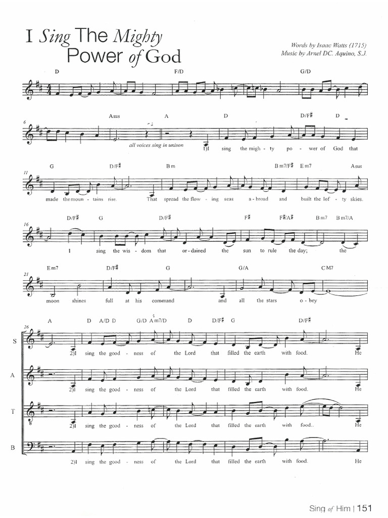 I Sing The Mighty Power of God Music Sheet | PDF