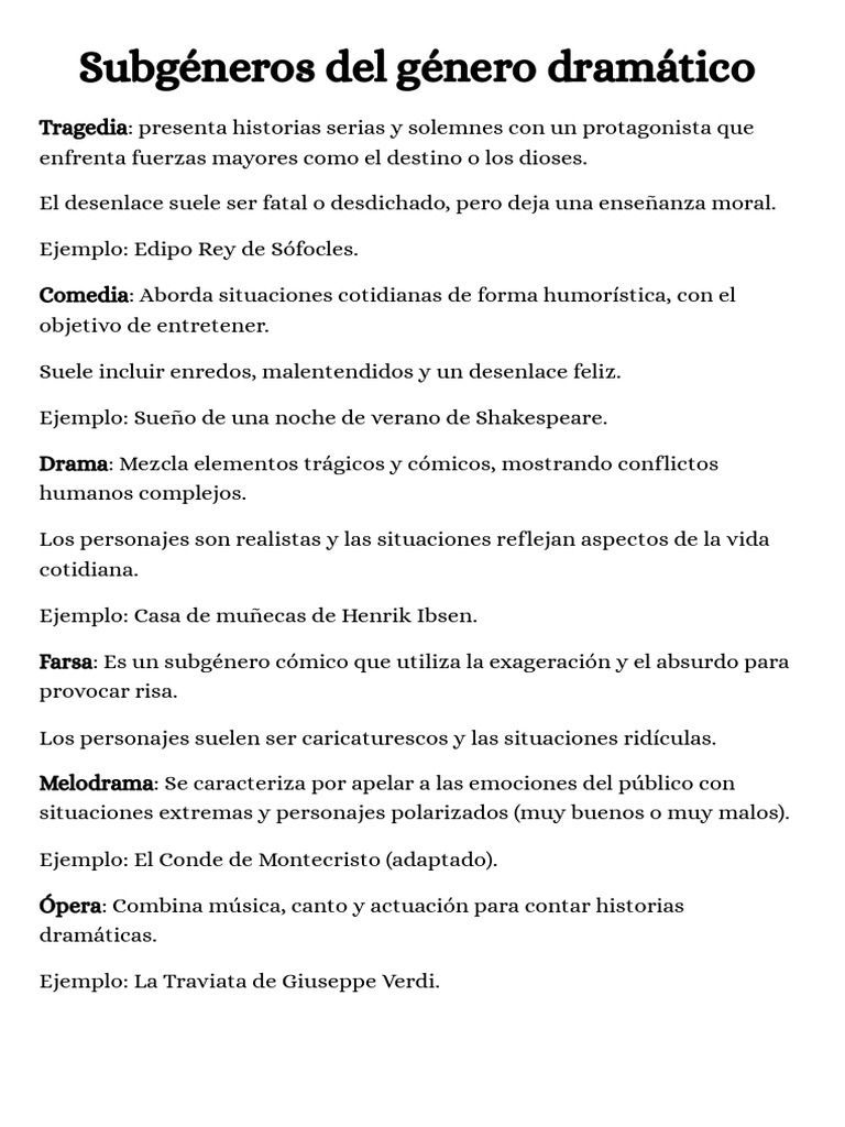 Subgéneros Del Género Dramático 20241120 135248 0000 | PDF