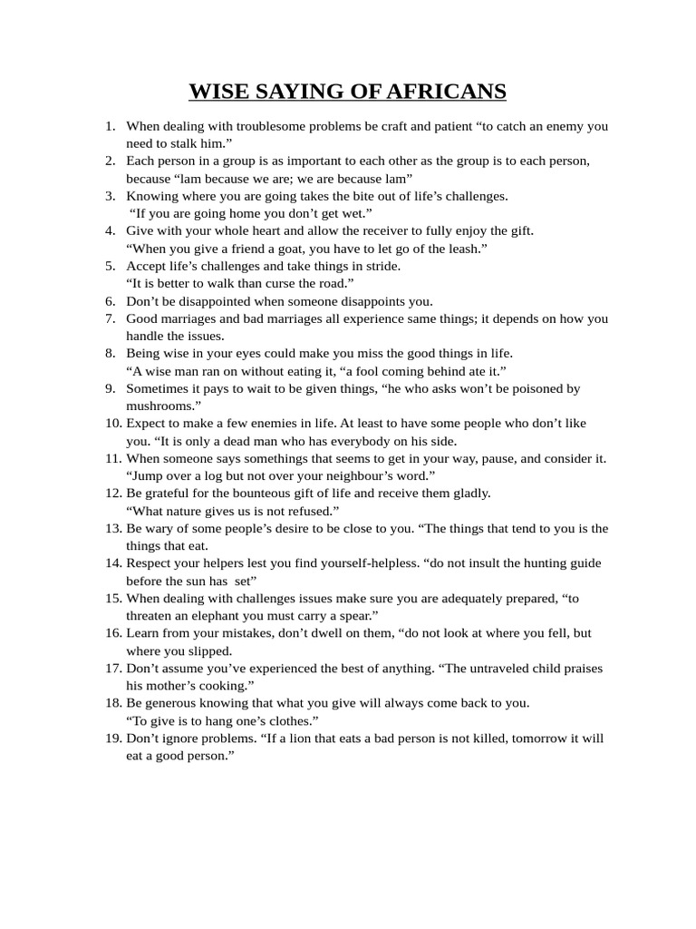 African Wisdom for Everyday Life | PDF
