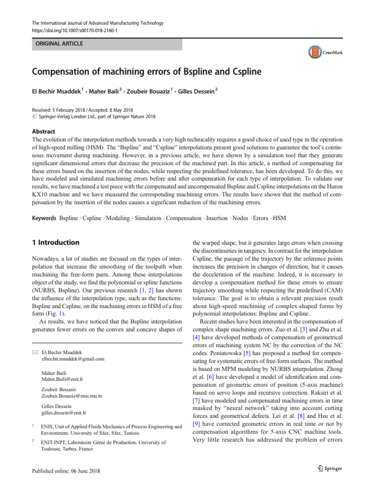 Compensation of Machining Errors of Bspline and Cspline | PDF | Interpolation | Spline (Mathematics)