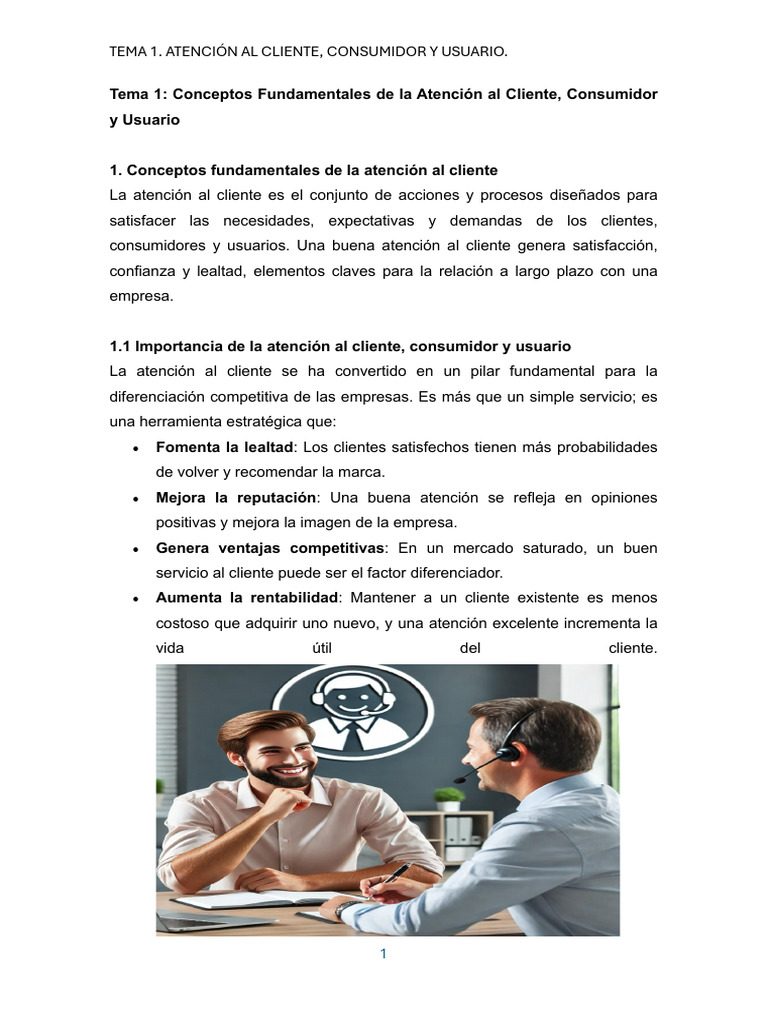 Tema 1. Atencion Al Cliente. | PDF | Servicio al Cliente | Cliente