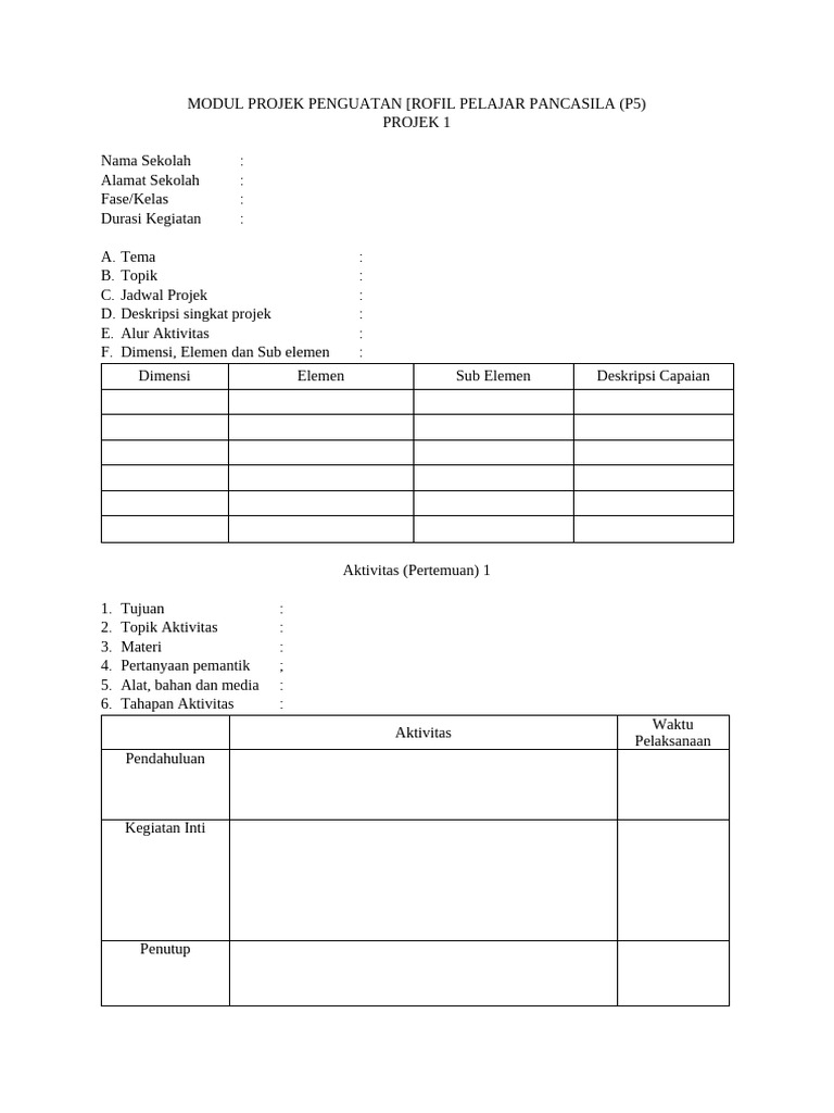Modul Projek P5 Sekolah Dasar | PDF