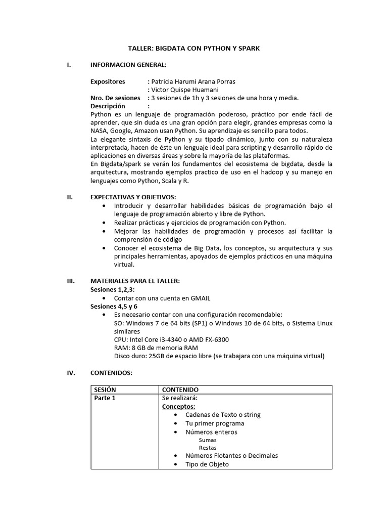 Taller de Big Data con Python y Spark | PDF | Python (lenguaje de programación) | Big Data