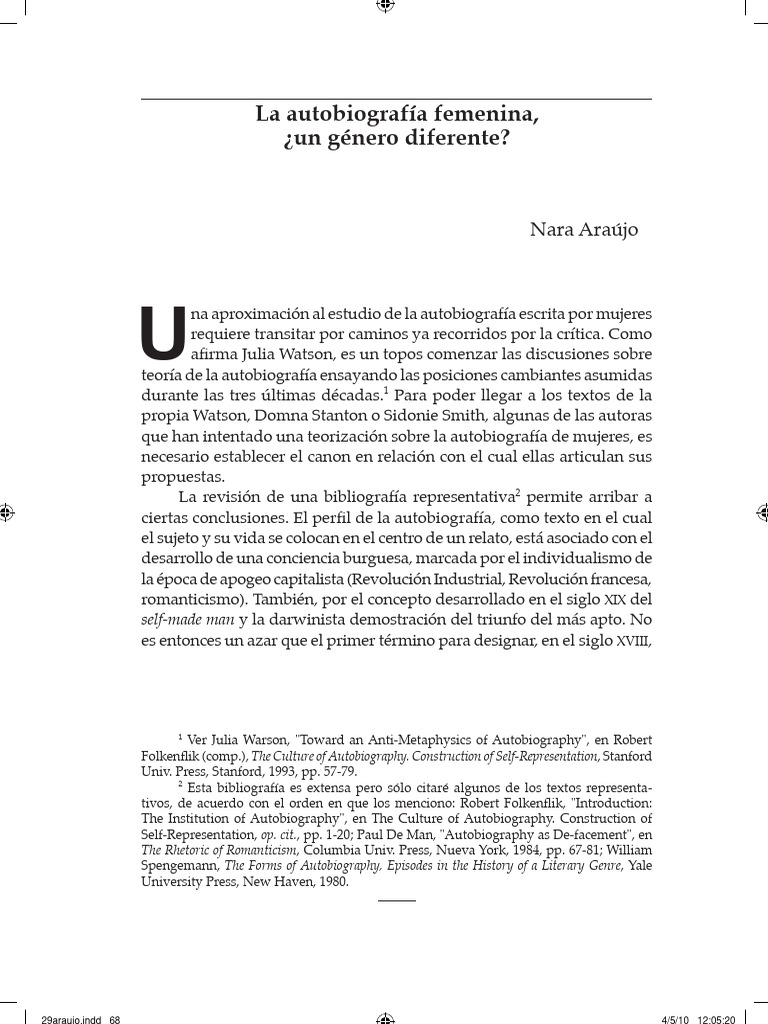 Araújo, Nada. La Autobiografía Femenina, ¿Un Género Diferente | PDF ...