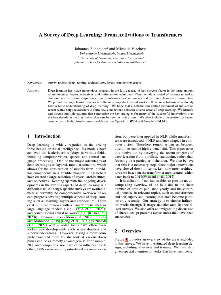 a survey of deep learning - from activations to transformers | PDF ... a survey of deep learning - from activations to transformers | PDF ...