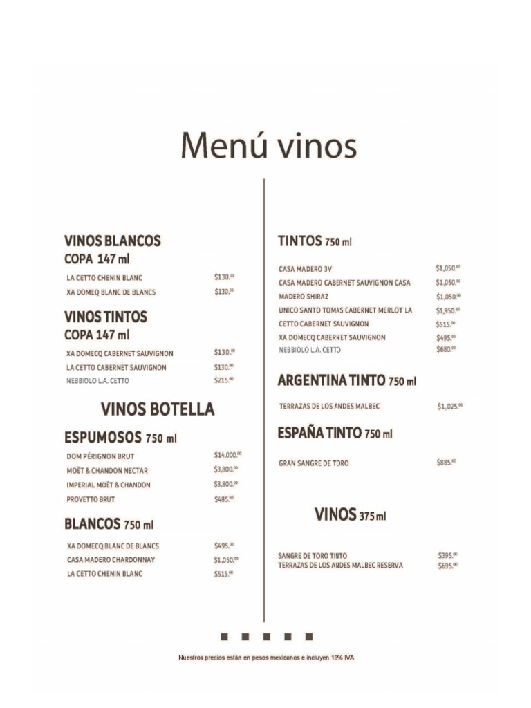 Menu Vinos | PDF