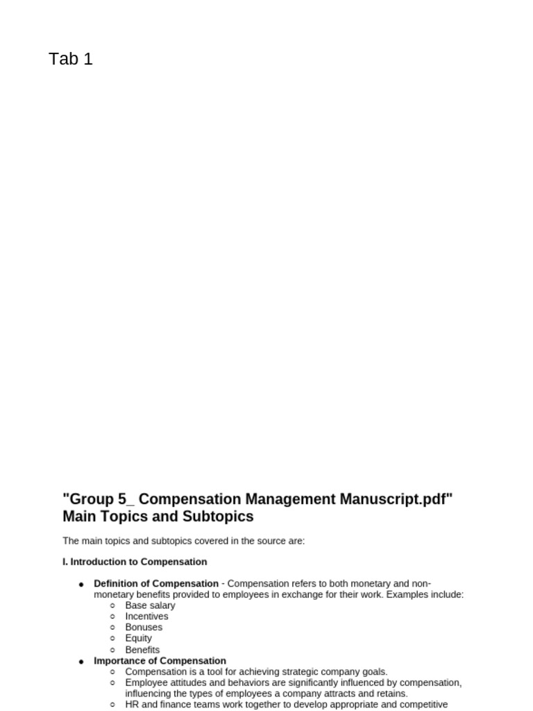 LESSON 5_ Compensation Management | PDF | Compensation And Benefits | Incentive