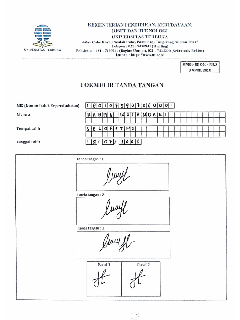 Formulir Tanda Tangan | PDF