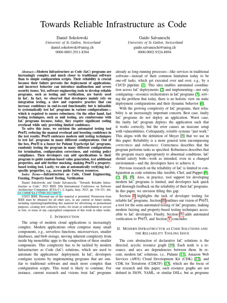 2023_Towards-Reliable-Infrastructure-as-Code | PDF | Software Development | Systems Engineering