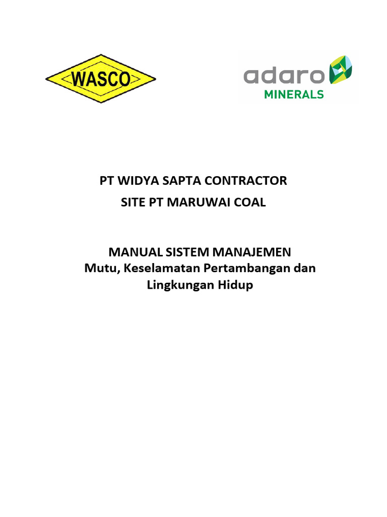 HSE Management Plan PT Maruwai Coal | PDF