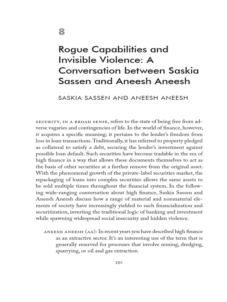 Aneesh and Sassen, Insecurity - (Chapter 8. Rogue Capabilities and Invisible Violence A ...