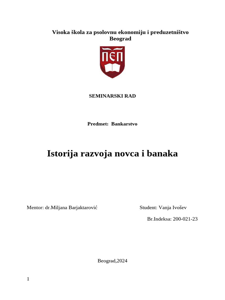 Istorija Razvoja Novca I Banaka | PDF