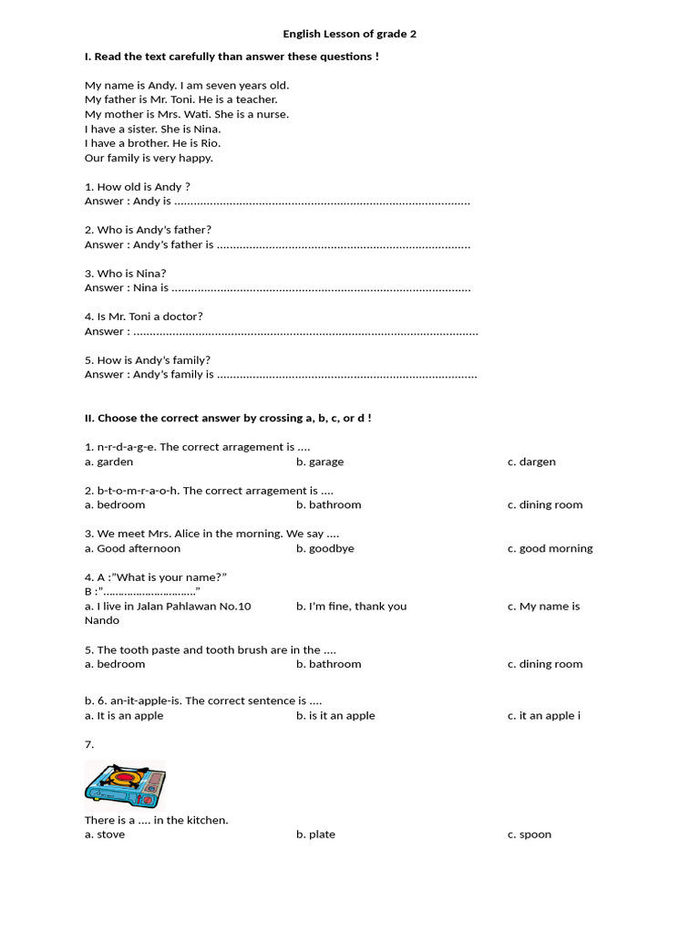 English Lesson of Grade 2 | PDF