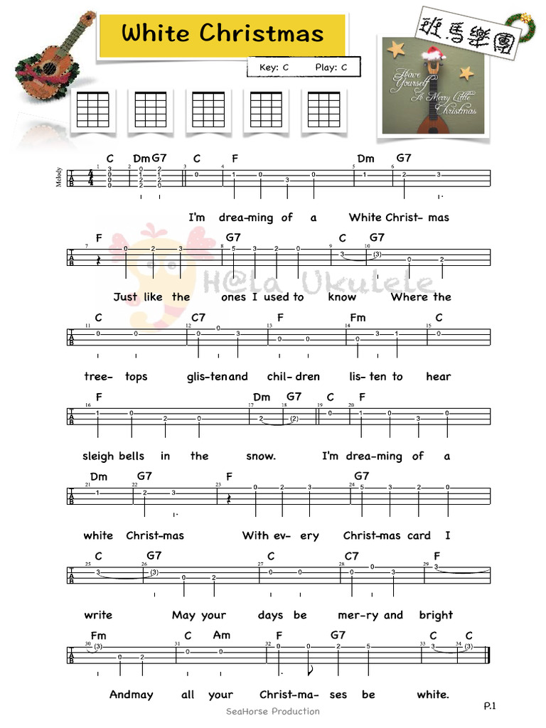 Ukulele Solo Song - White Christmas at Key C | PDF