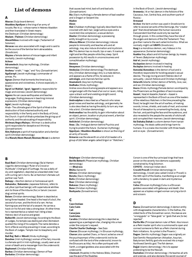 large_list_of_demons | PDF | Demons | Demonology