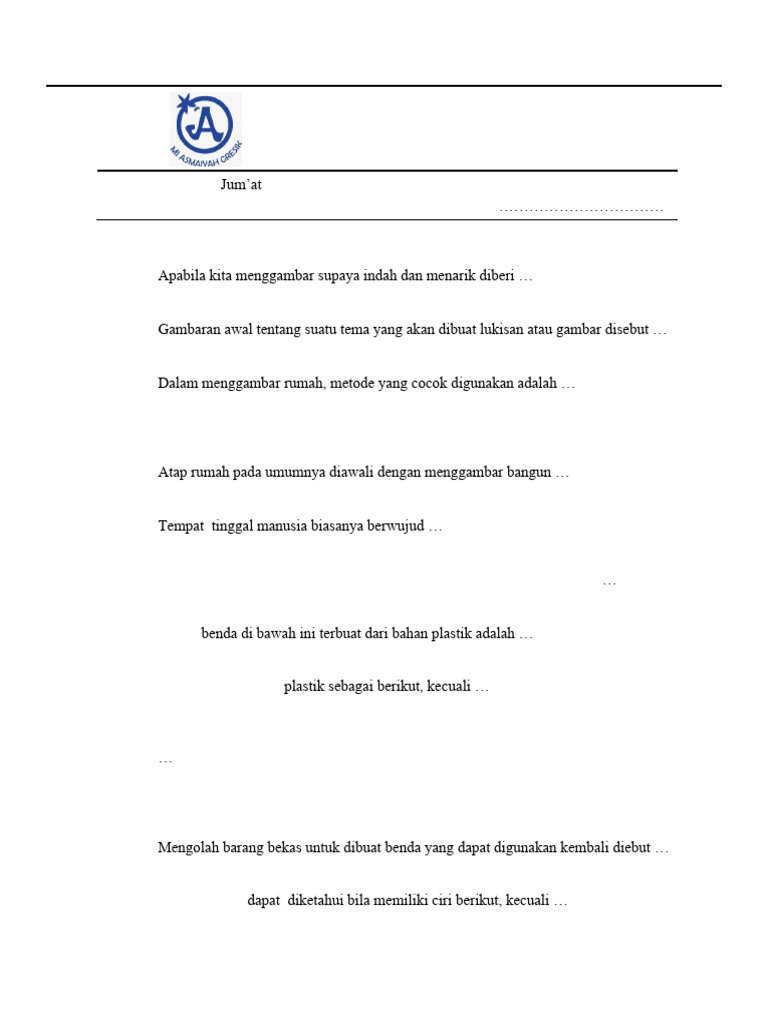 SOAL STS SBDP SEM GANJIL K.4 | PDF