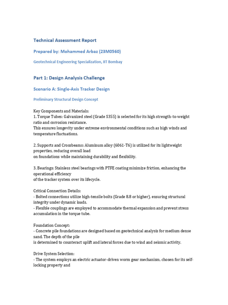 Technical Assessment Report Mohammed Arbaz 23m0560 | PDF | Structural ...
