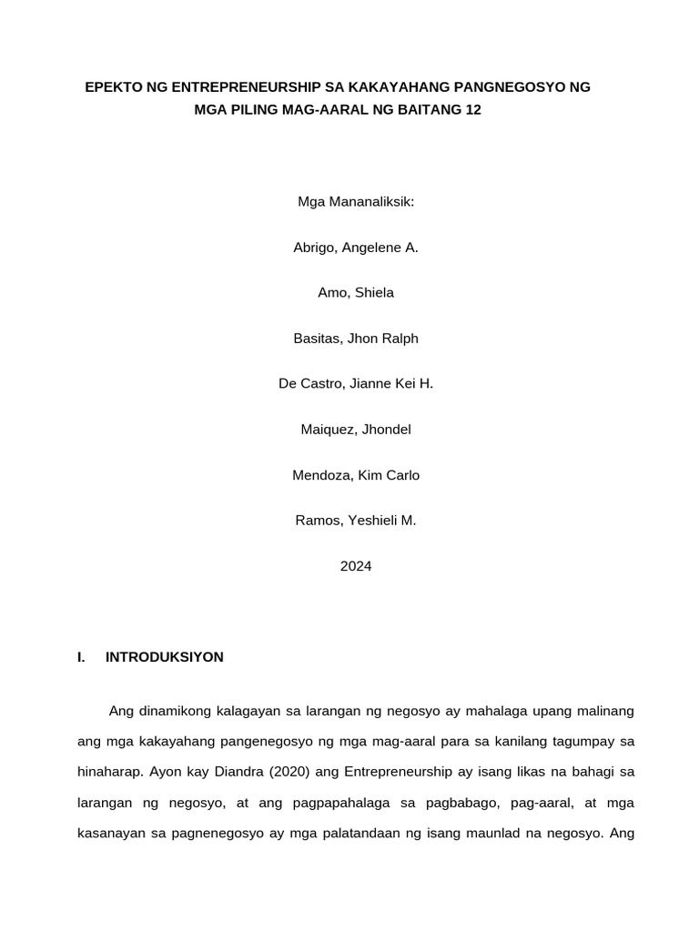 Epekto NG Entrep 1 | PDF