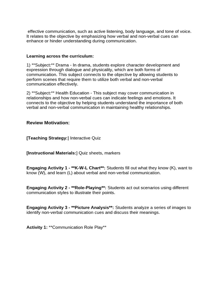 lesson_plan (1) | PDF | Nonverbal Communication | Communication