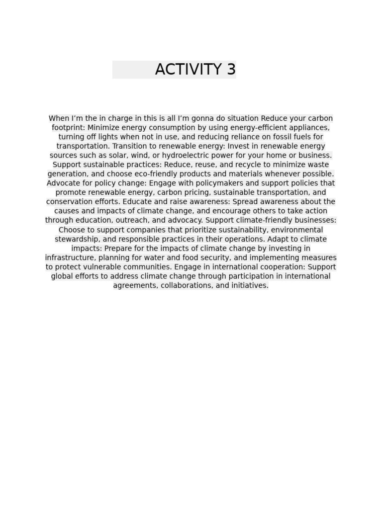 Sustainable Climate Action Steps | PDF