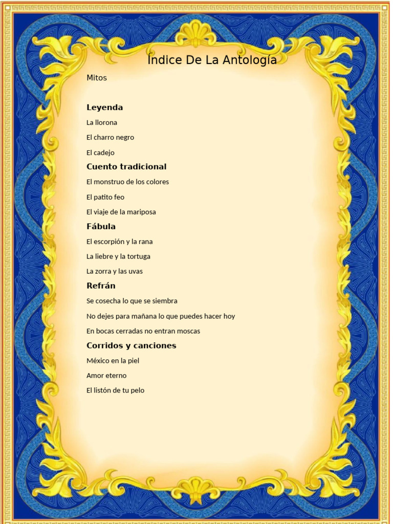 Índice de La Antología | PDF