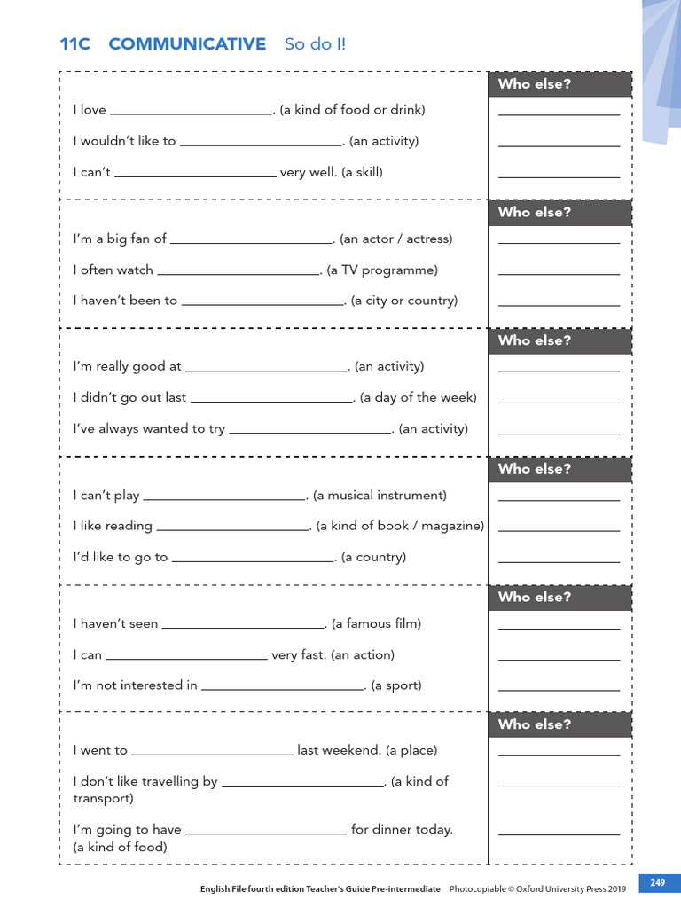 EnglishFile4e Pre-Intermediate TG PCM Comm 11C | PDF
