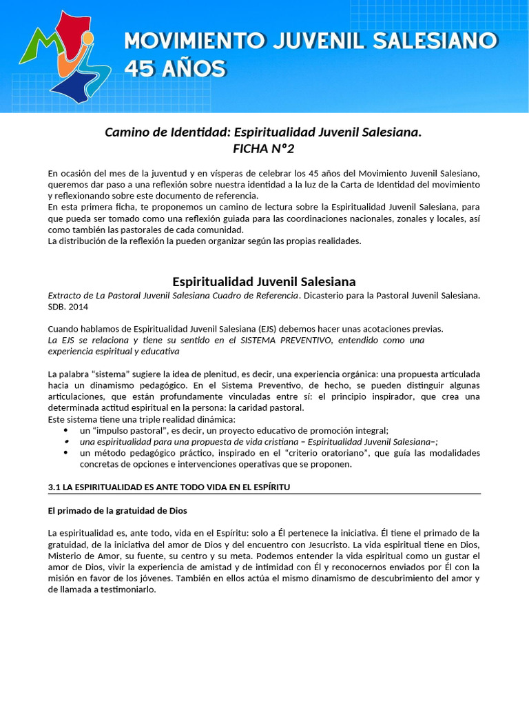 MJS Camino de Espiritualidad Juvenil Salesiana 2020 Último | PDF | eucaristía | Amor