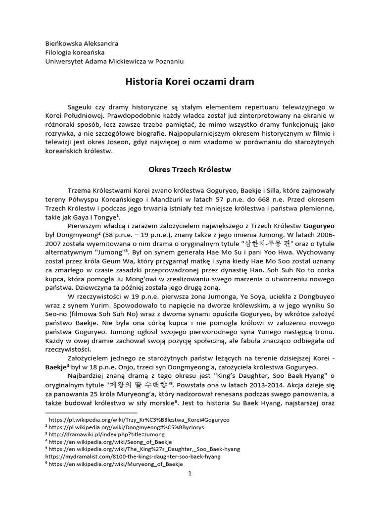 Historia Korei oczami dram | PDF Historia Korei oczami dram | PDF